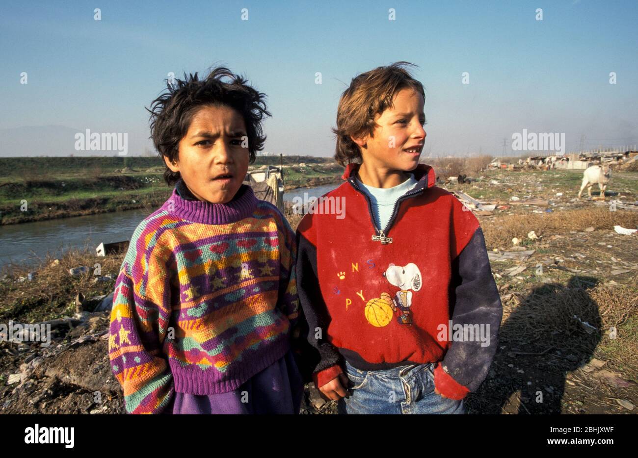 Roma boys living in squalid conditions at the Vardarishte landfill site ...