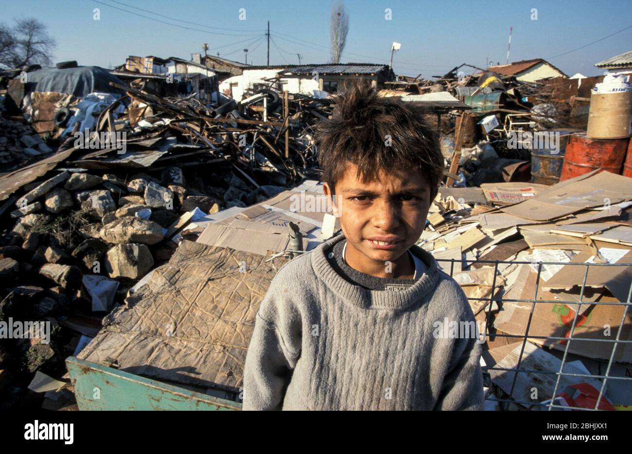 Roma child living in squalid conditions at the Vardarishte landfill ...