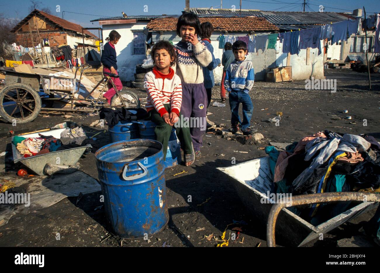 Roma children living in squalid conditions at the Vardarishte landfill ...