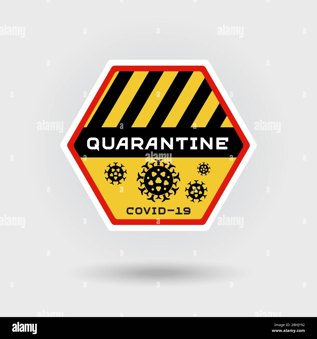 COVID-19 Coronavirus quarantine warning sign. Includes a stylized ...
