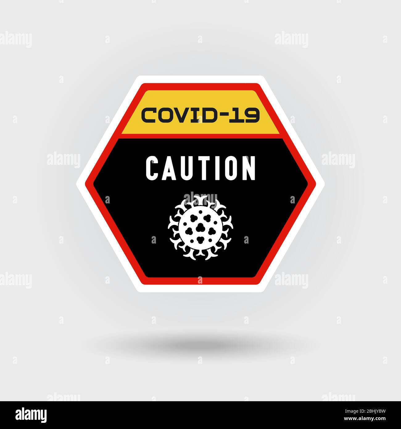 COVID-19 Coronavirus danger warning sign. Includes a stylized virus ...