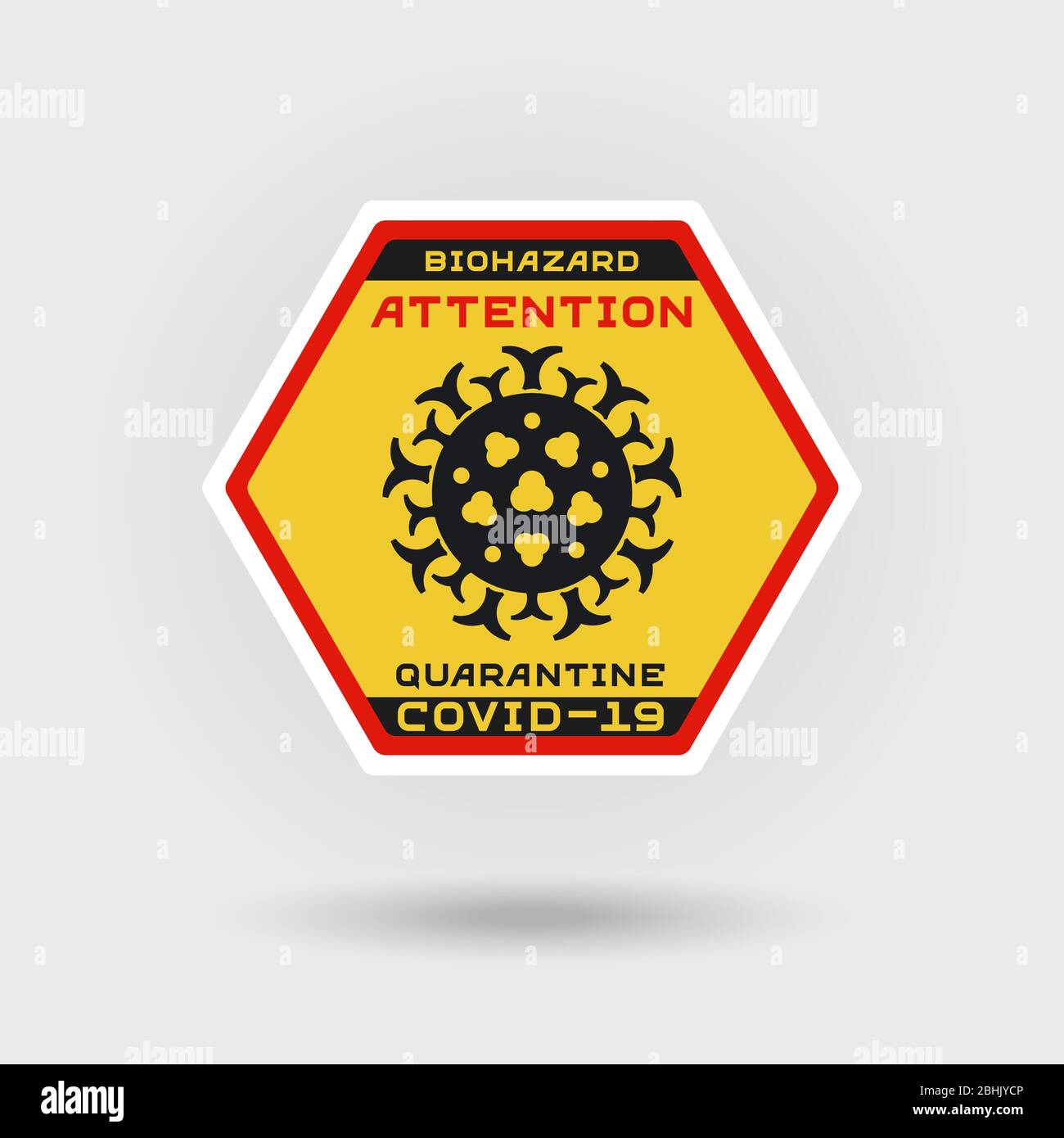 COVID-19 Coronavirus quarantine warning sign. Includes a stylized ...