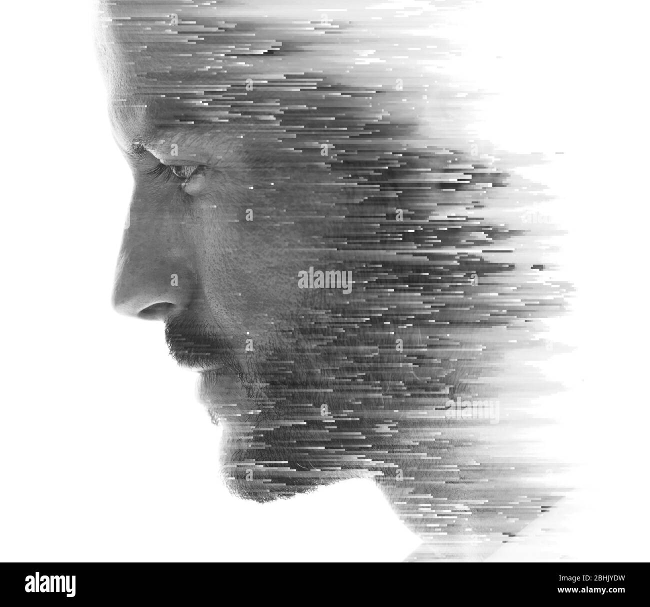 A portrait combined with a digital illustration Stock Photo - Alamy