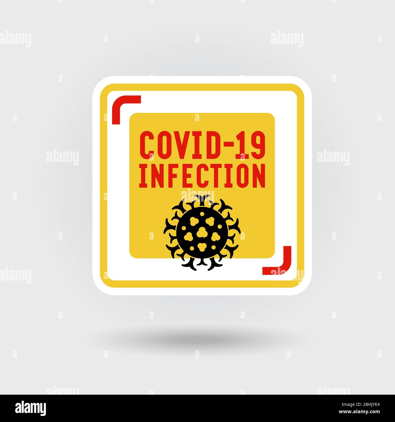 COVID-19 Coronavirus disease warning sign. Includes a stylized pathogen ...