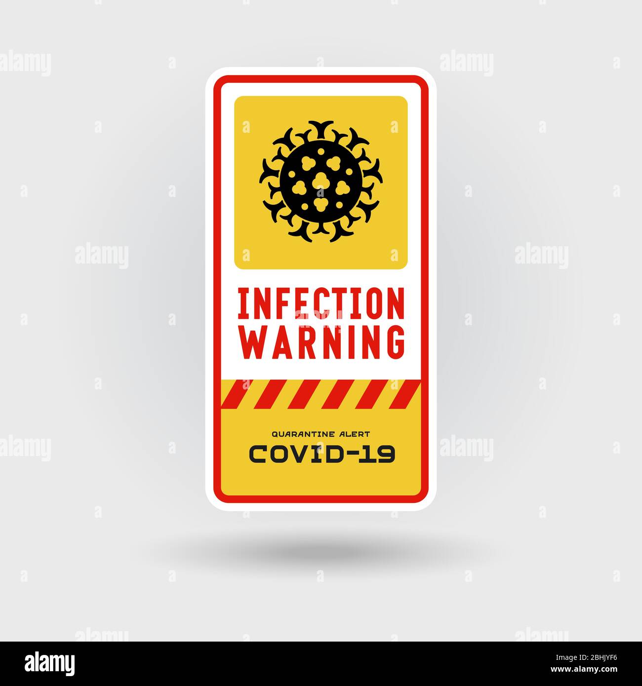 COVID-19 Coronavirus quarantine warning sign. Includes a stylized ...