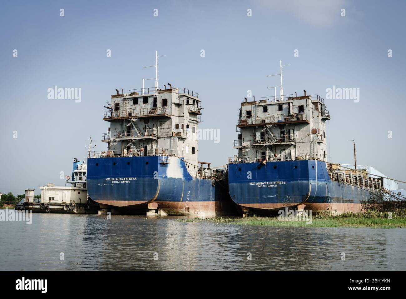 Chittagong, Bangladesh, December 22, 2017: Commercial ships are being ...
