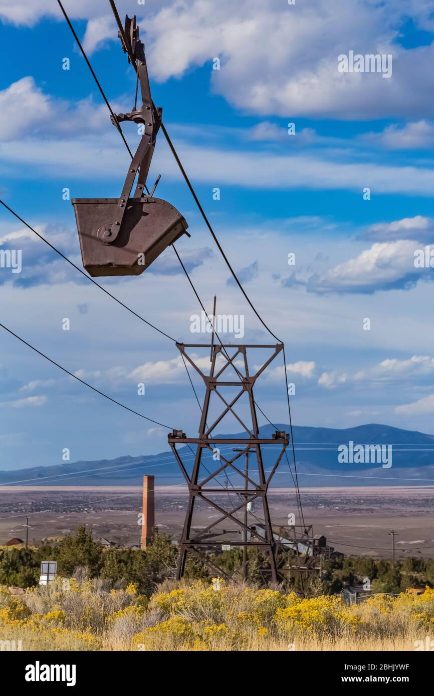 The Pioche Aerial Tramway transported silver ore from the mines to the ...