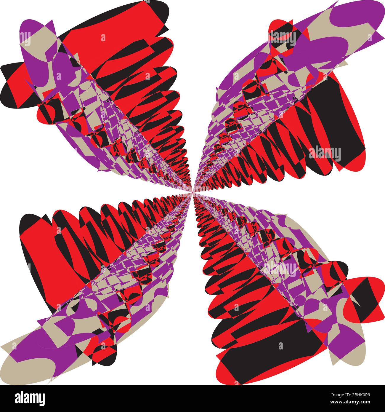 Abstract Arabesque Butterfly Multiple Colors Red Purple Beije Black ...