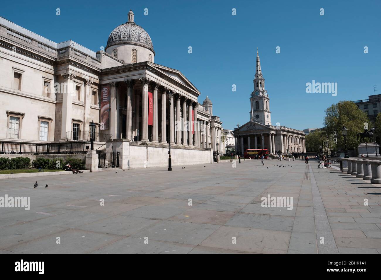 Empty Streets caused by coronavirus lockdown, Trafalgar Square, London ...
