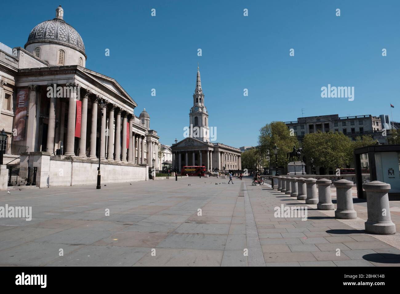 Empty Streets caused by coronavirus lockdown, Trafalgar Square, London ...