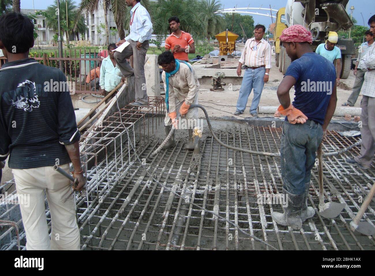 construction activities with landscape transform into urban area with ...