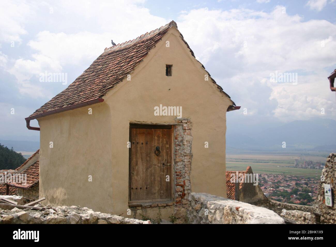 Structure on the fortified walls of the medieval Râșnov Citadel in ...
