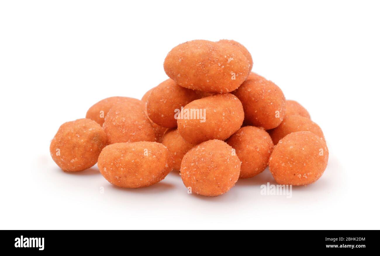 A pile of coated peanuts isolated on white background Stock Photo - Alamy