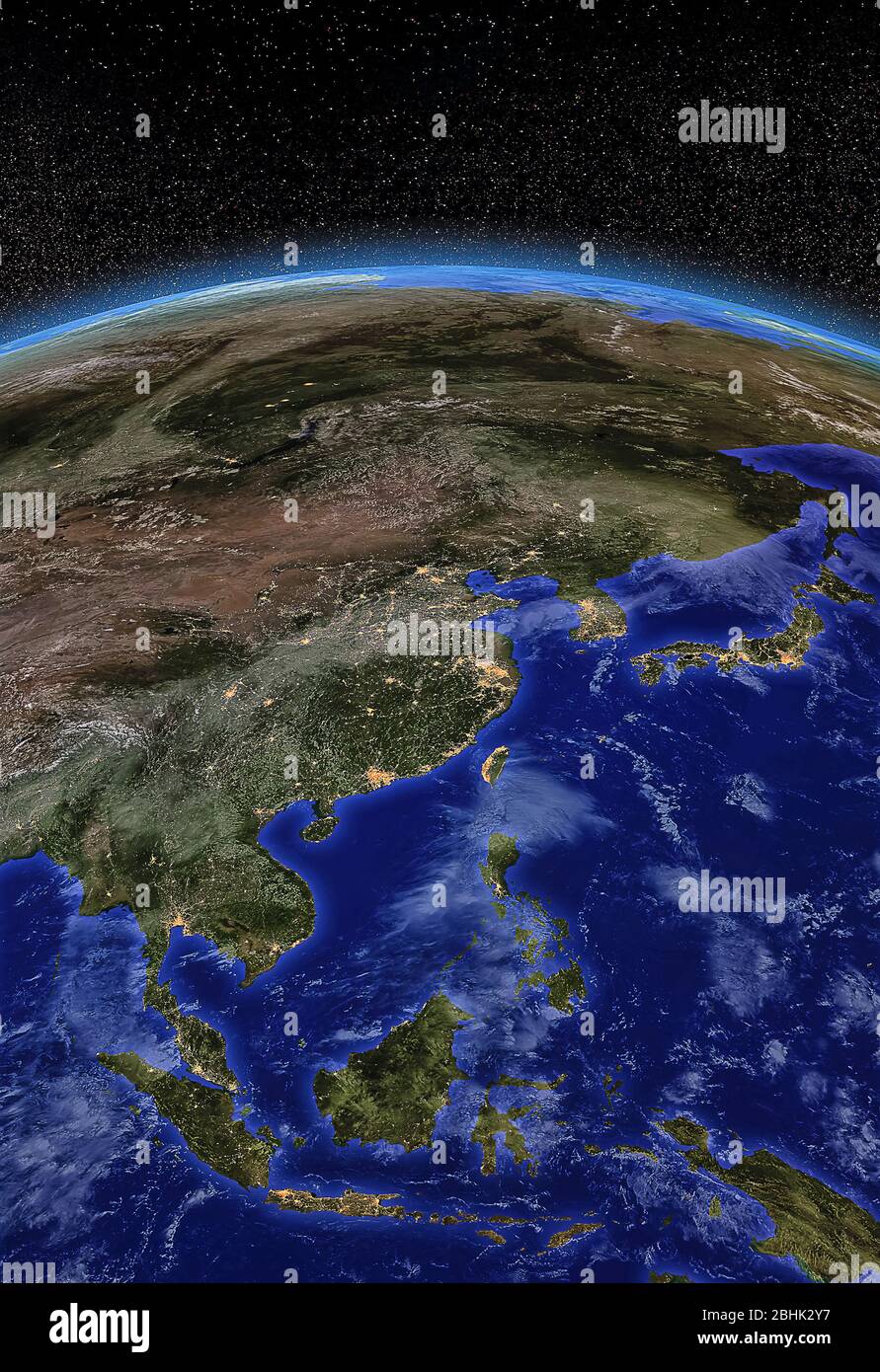 Night globe city light map asia east hi-res stock photography and ...