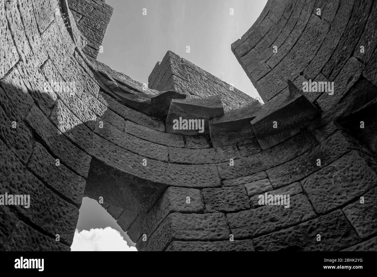 A replica of Liverpool Castle ruin or folly in Rivington - graphic view ...