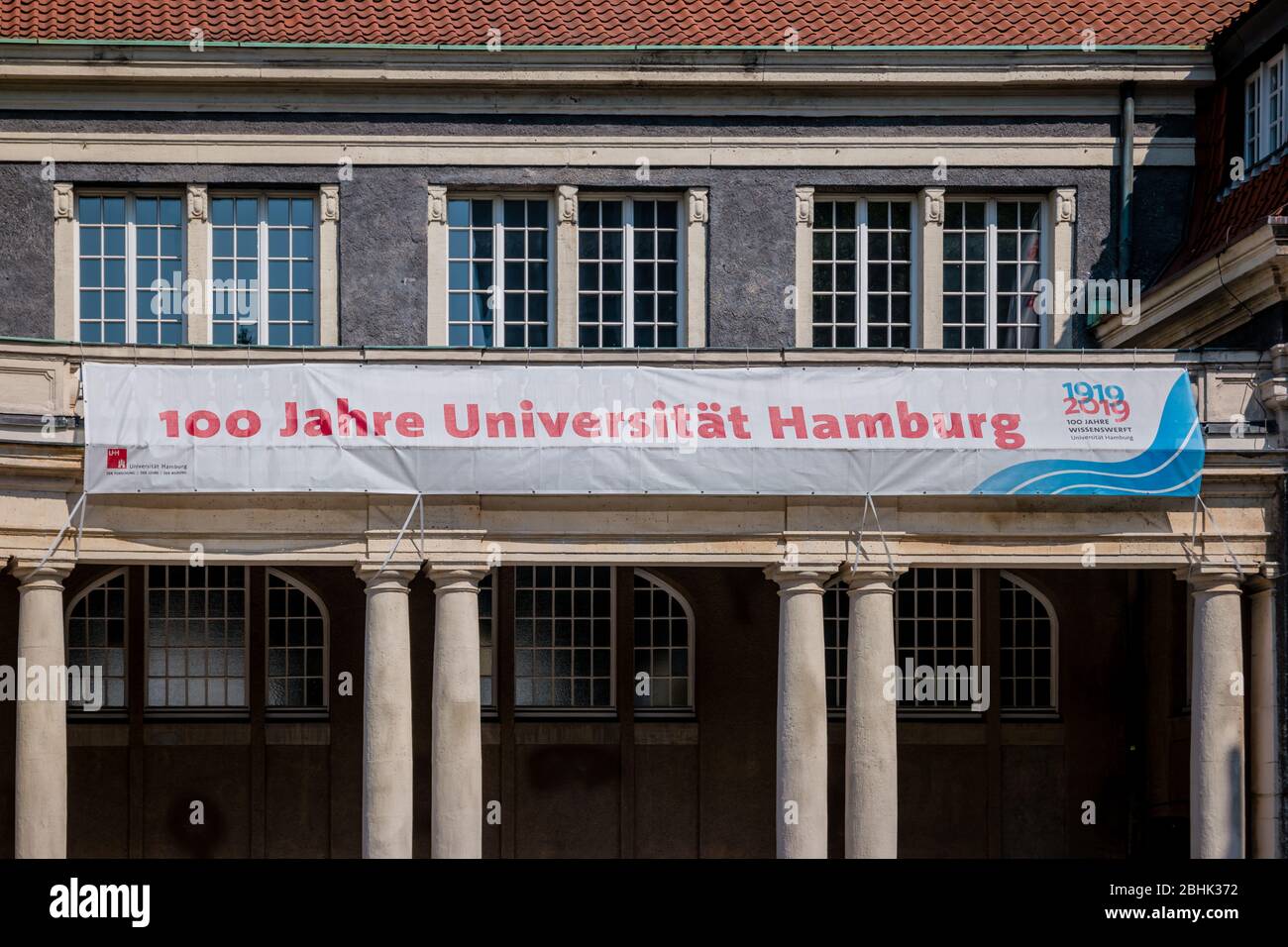 A banner celebrating the 100 year anniversary of the University of ...