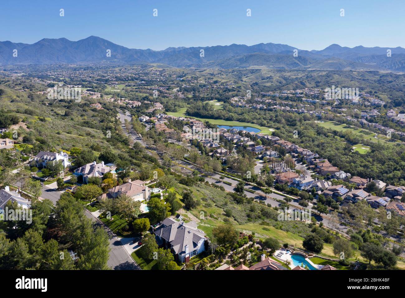 Aerial view above Coto De Caza gated community in the foothills of ...