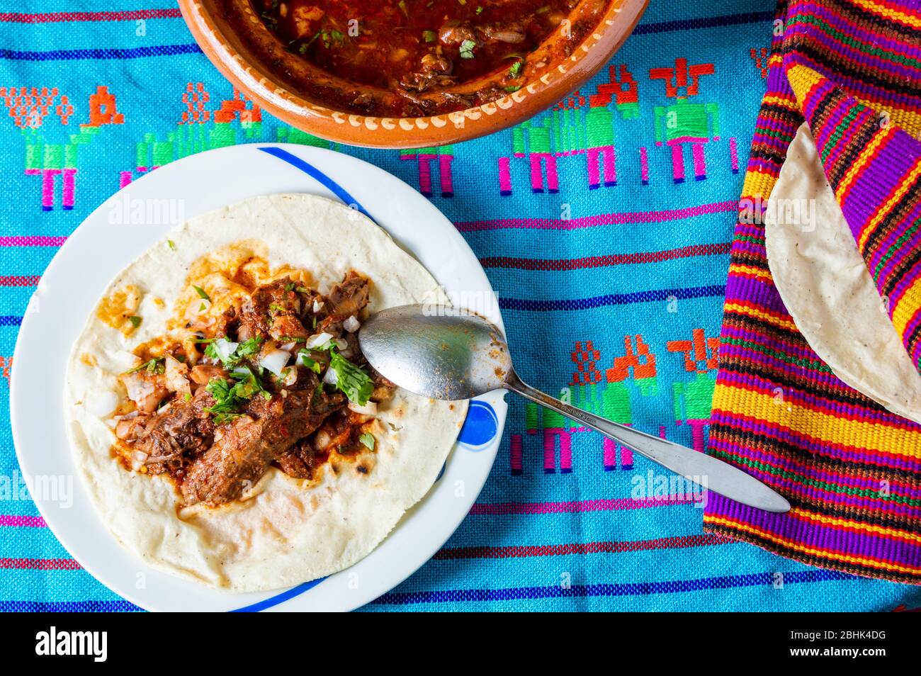 Traditional beef birria stew, Mexican breakfast food Stock Photo - Alamy