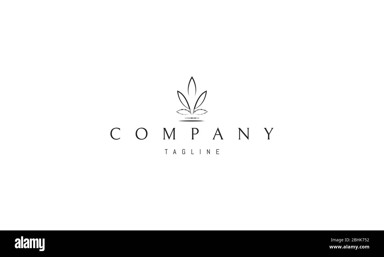 Vector logo on which the abstract image of cannabis leaves in linear ...