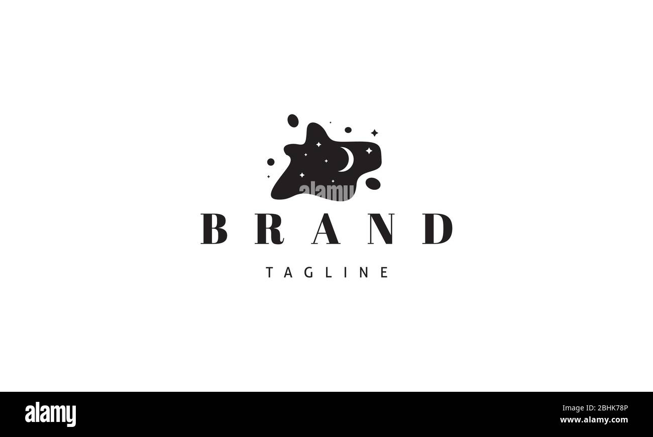 Vector logo on which an abstract image of an ink spot in which the moon ...