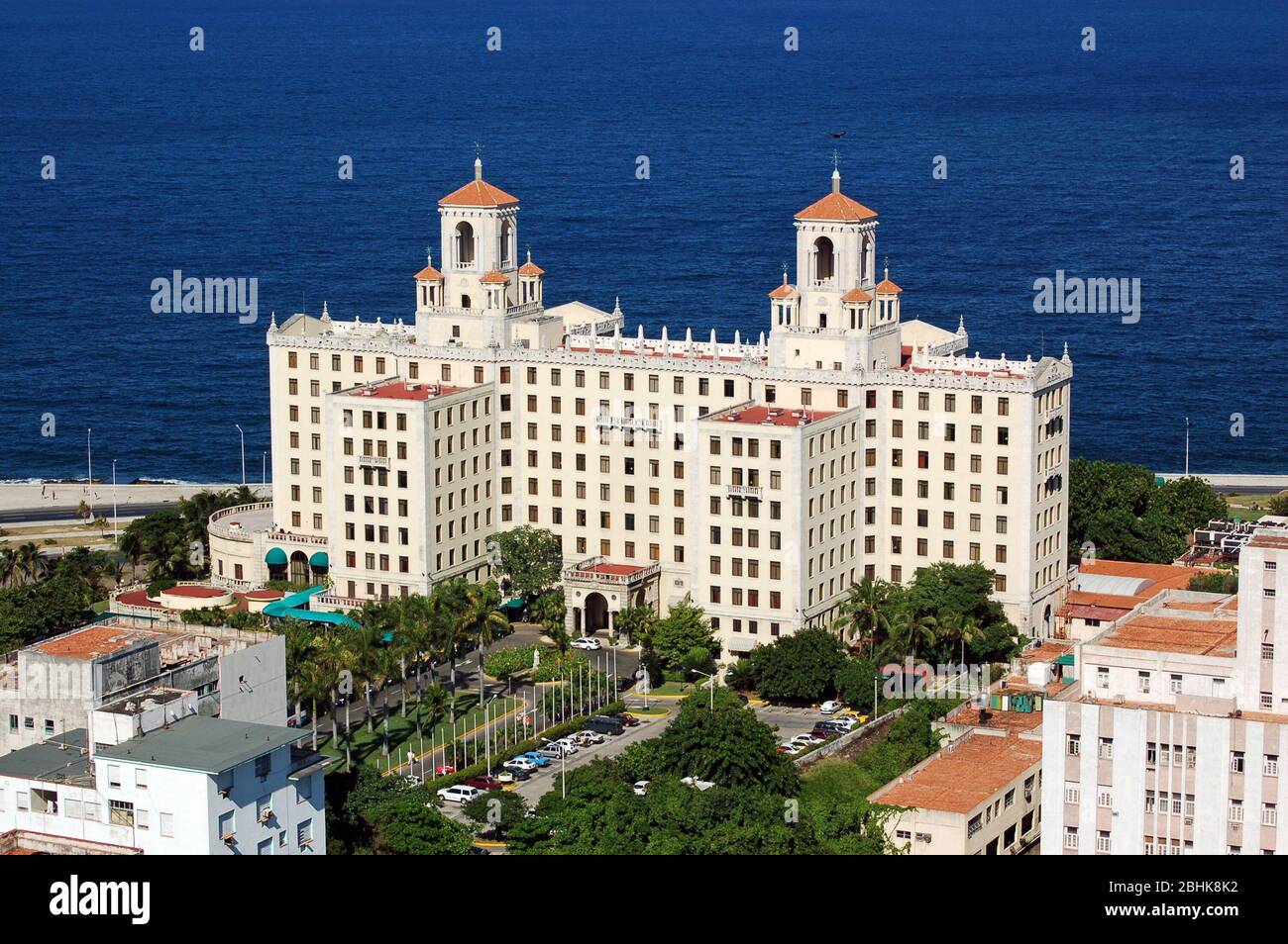 View from above of the historic Hotel Nacional in Havana, Cuba. Once ...