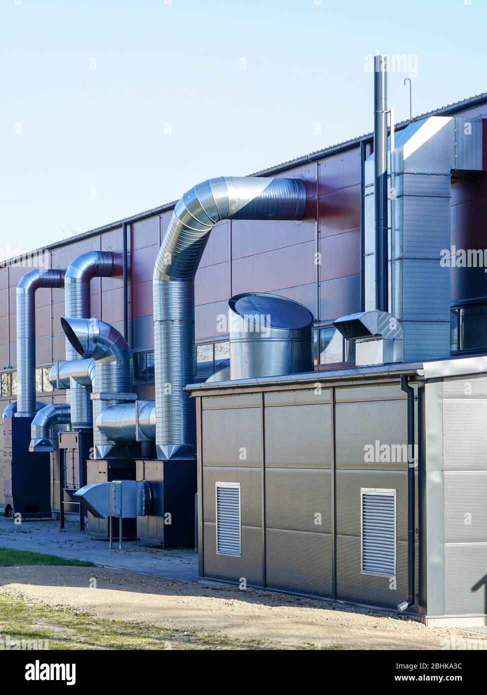 New modern factory heating and ventilation system with stainless steel ...