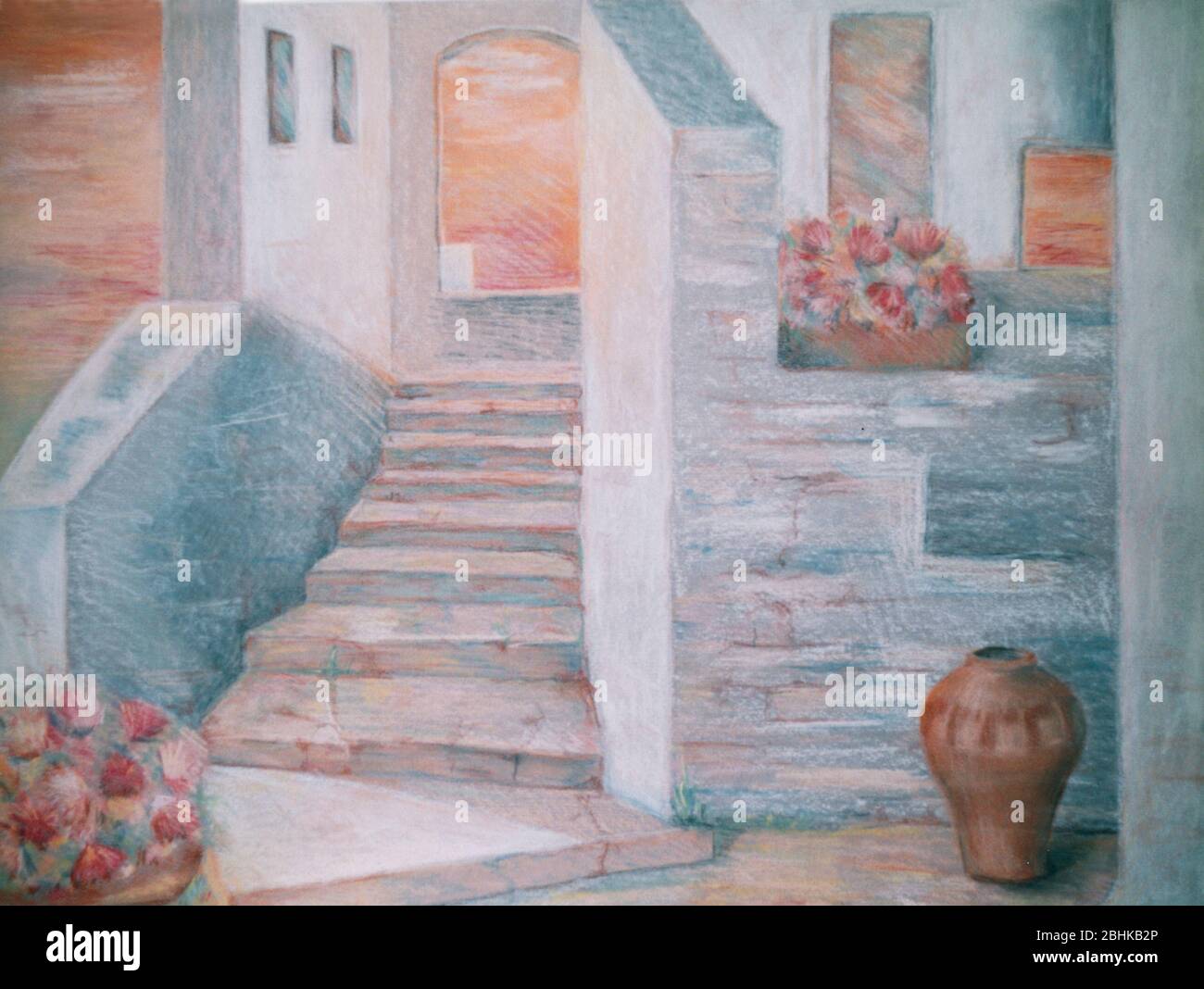 Decorative panno with greece architecture, pastel picture Stock Photo ...