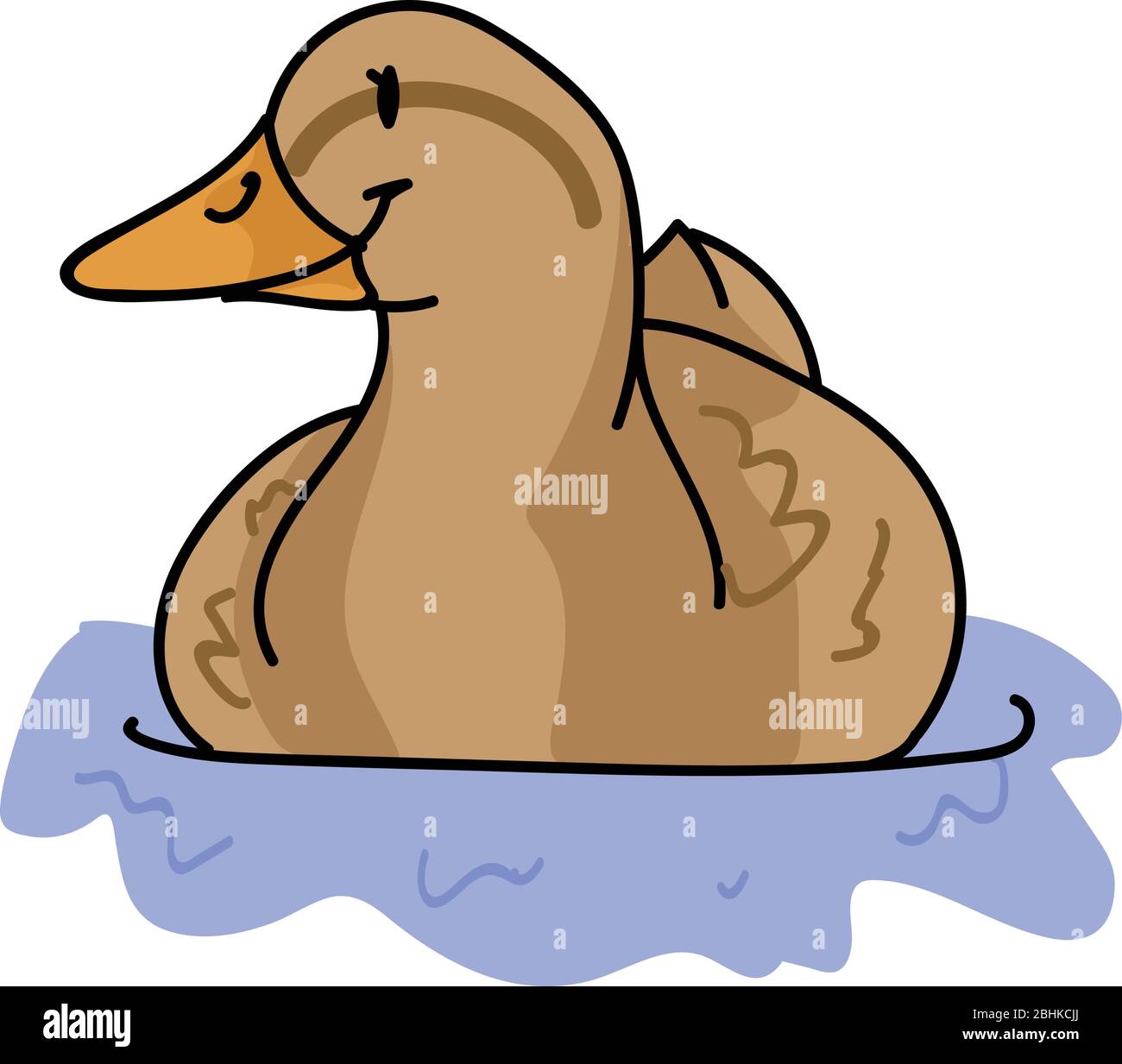 Cute cartoon female duck on pond vector clipart. Wildlife animal ...