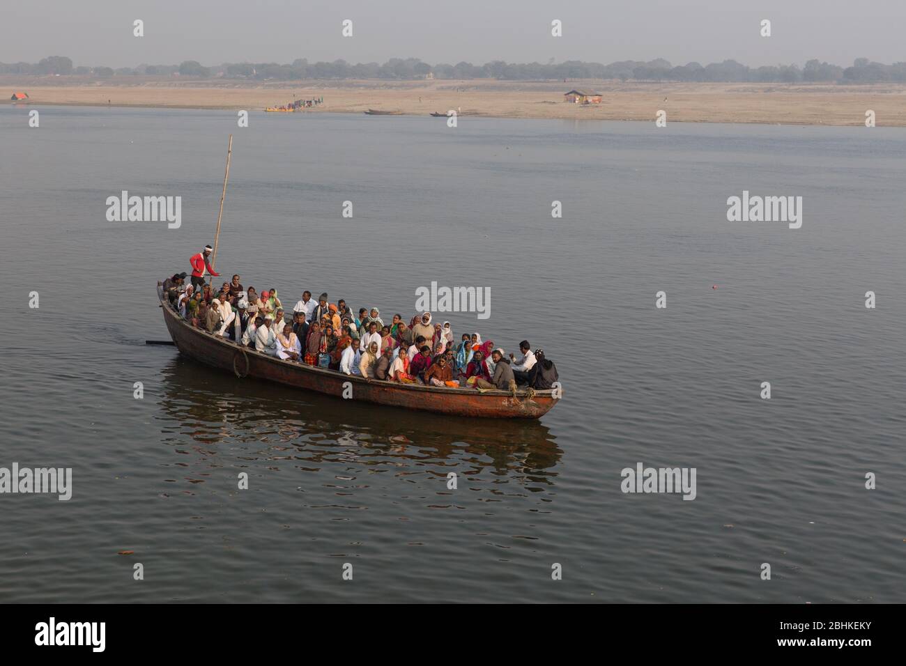 Crowd people holy river ganges in oldest indian hi-res stock ...