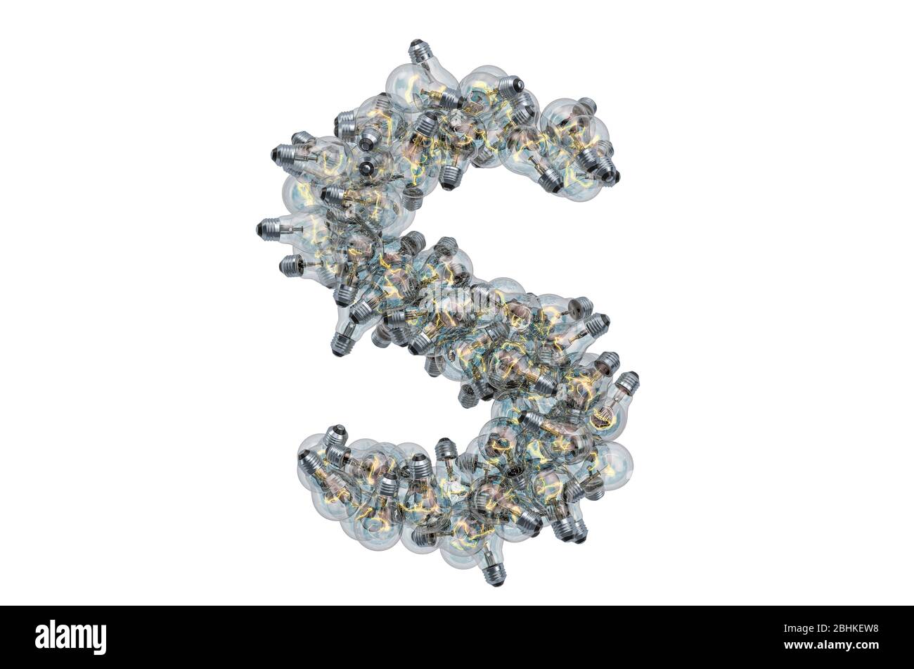 Letter S from light bulbs, 3D rendering isolated on white background ...