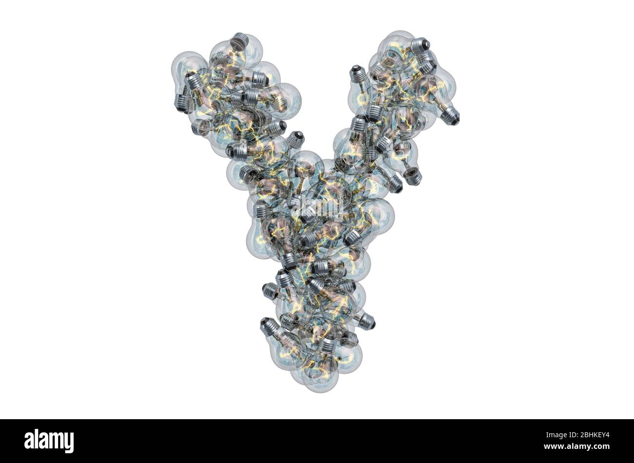Letter Y from light bulbs, 3D rendering isolated on white background ...