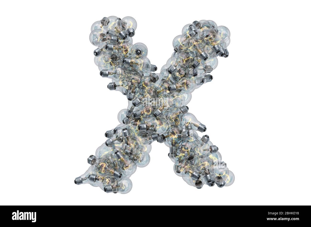 Letter X from light bulbs, 3D rendering isolated on white background ...