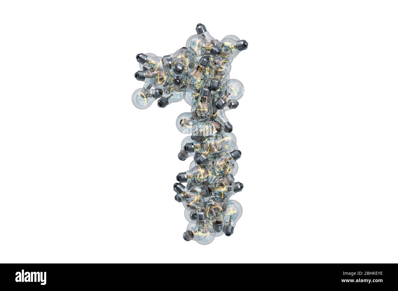 Number 1 from light bulbs, 3D rendering isolated on white background ...