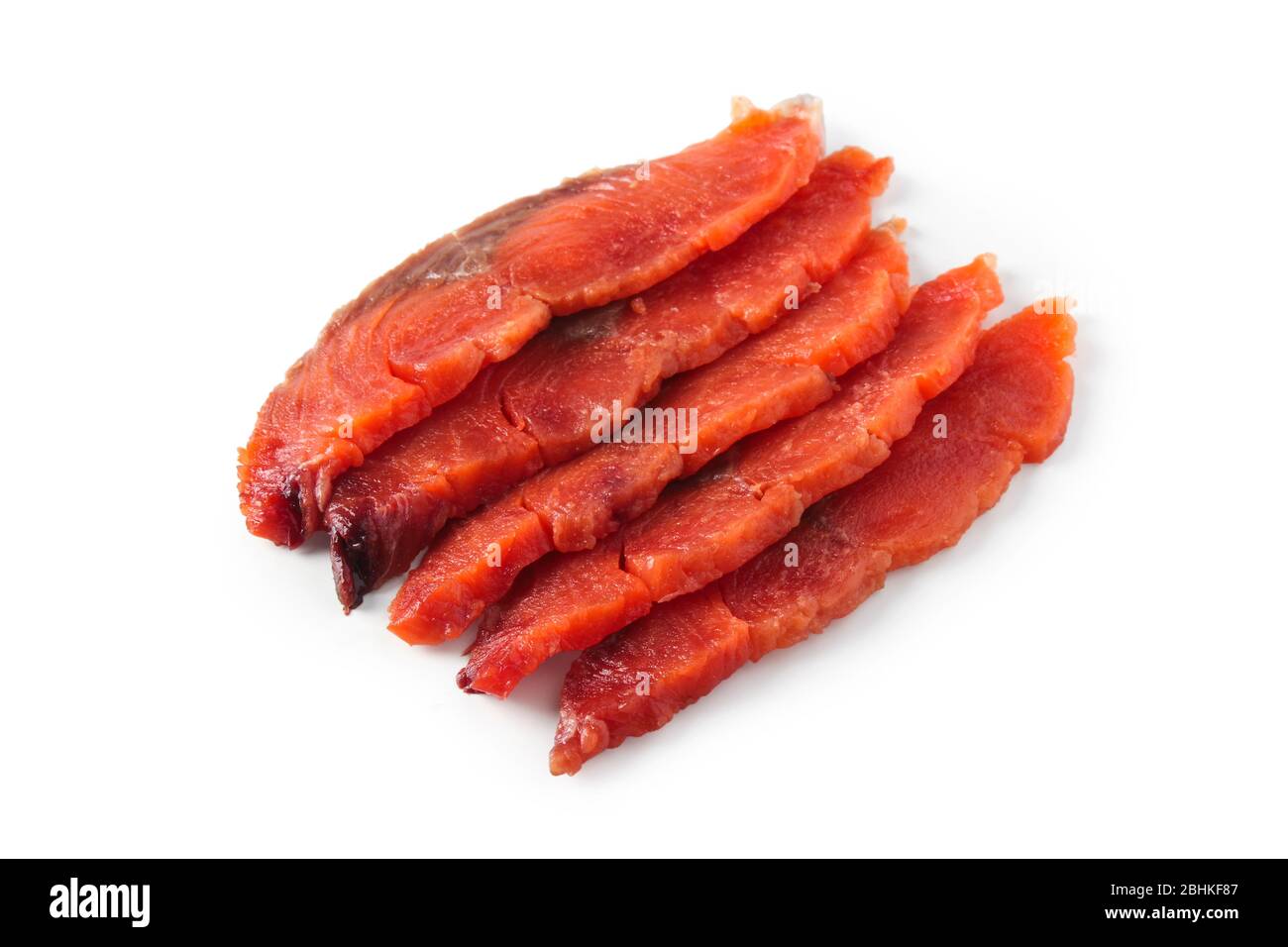 Red fish sliced isolated on a white background Stock Photo - Alamy
