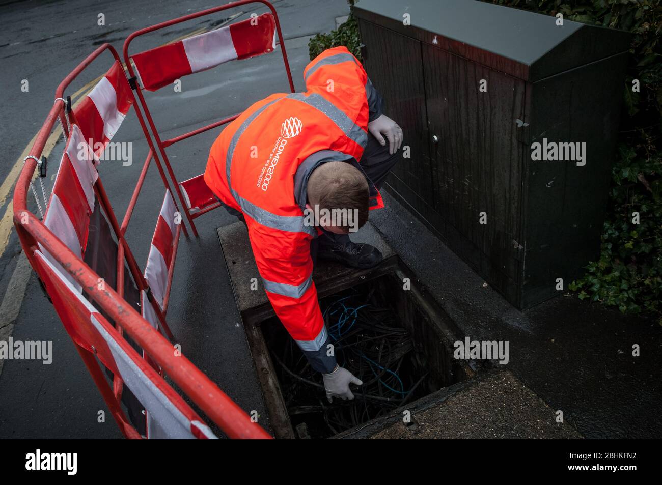 Installing broadband wires hi-res stock photography and images - Alamy