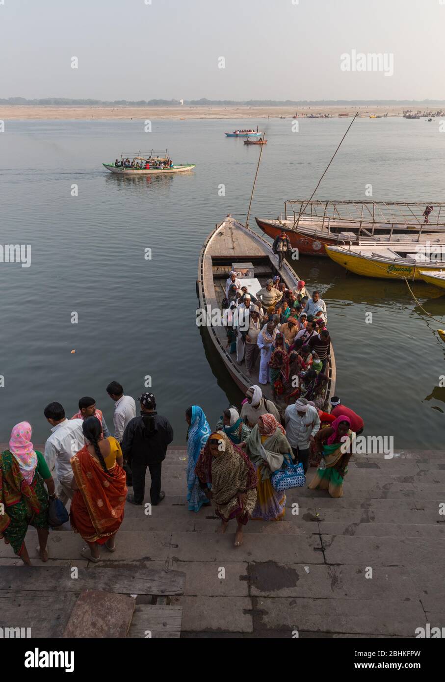 Crowd people holy river ganges in oldest indian hi-res stock ...