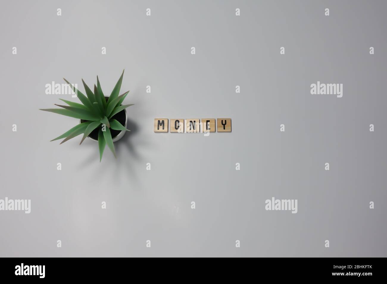 The word Money written in wooden letter tiles on a white background ...