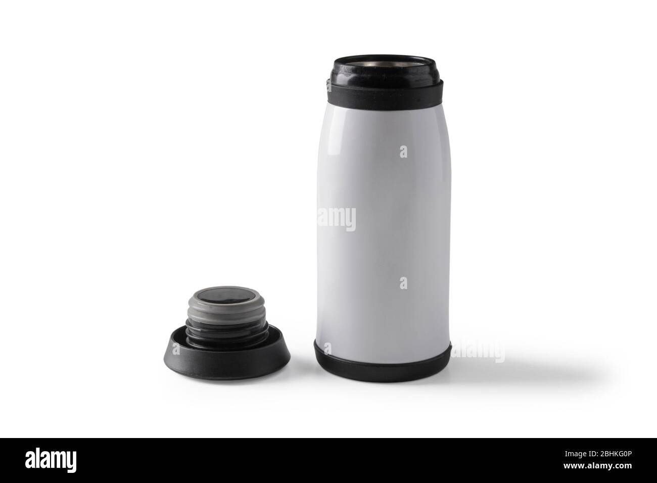 Small thermos with screw cap isolated on white background Stock Photo ...