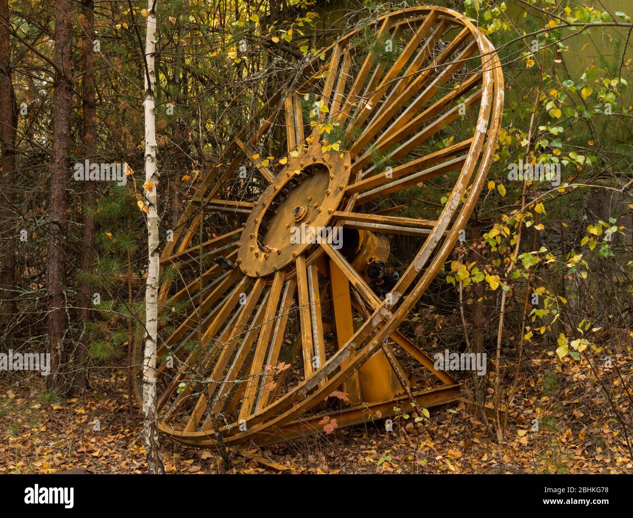 Scrap of some parts of big machine left after the Chernobyl disaster ...