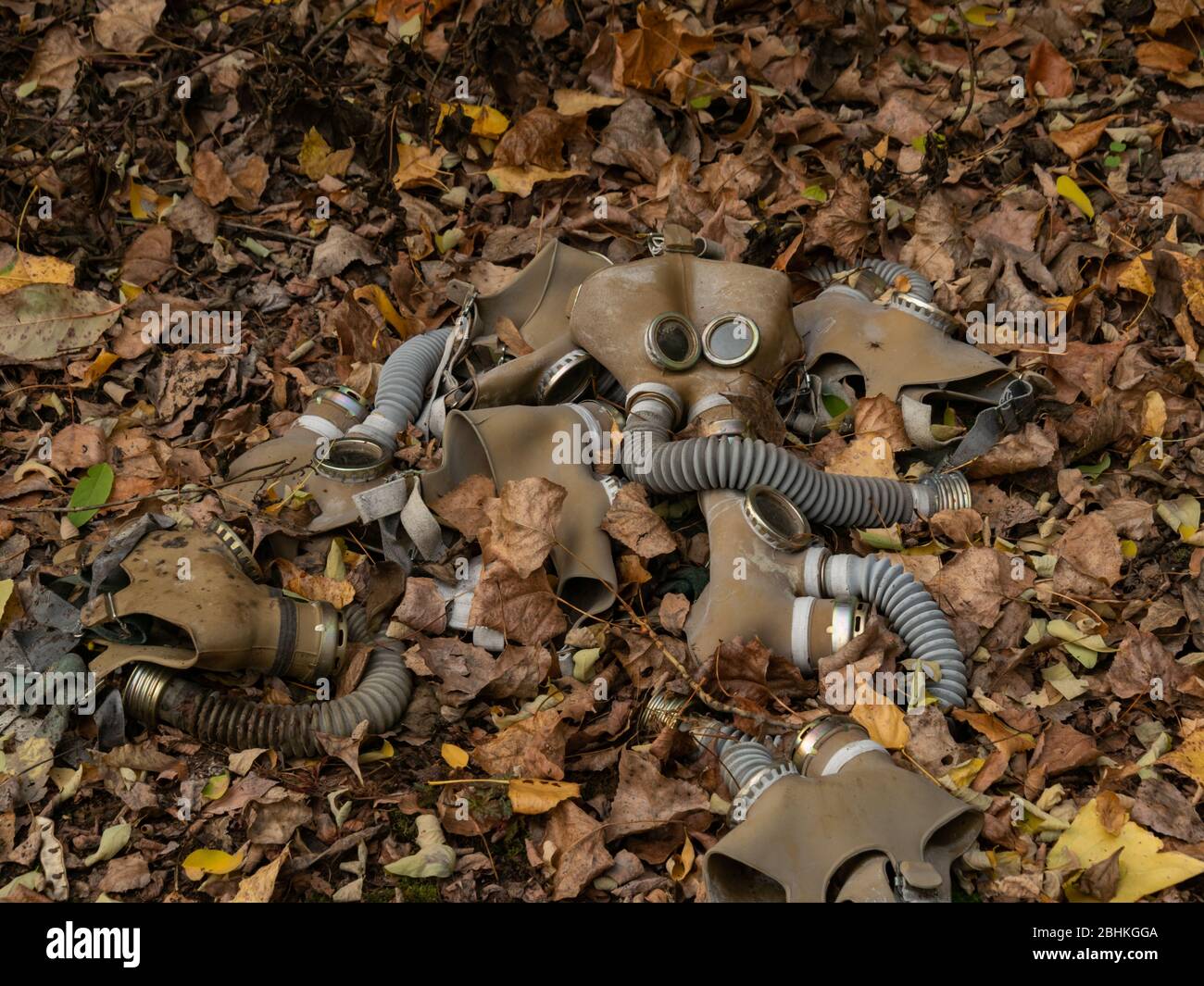 Left over gas mask used during the liquidation of the effects of the ...