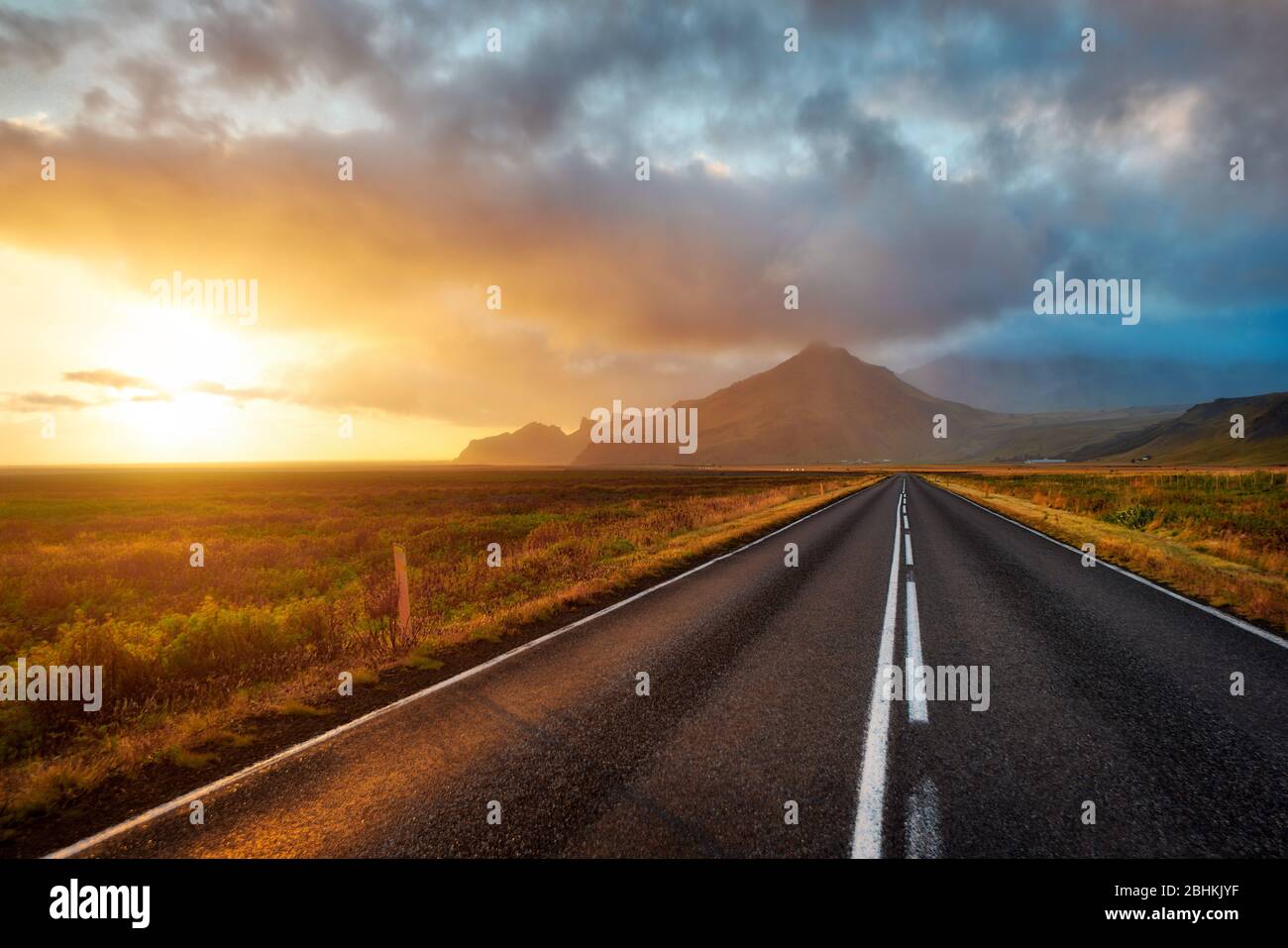 Iceland landscape and road towards the highlands, post processed in HDR ...