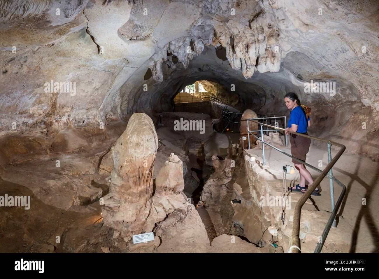 Stalagmite in Ghar Dalam, archeological cave, Malta, with calcite ...