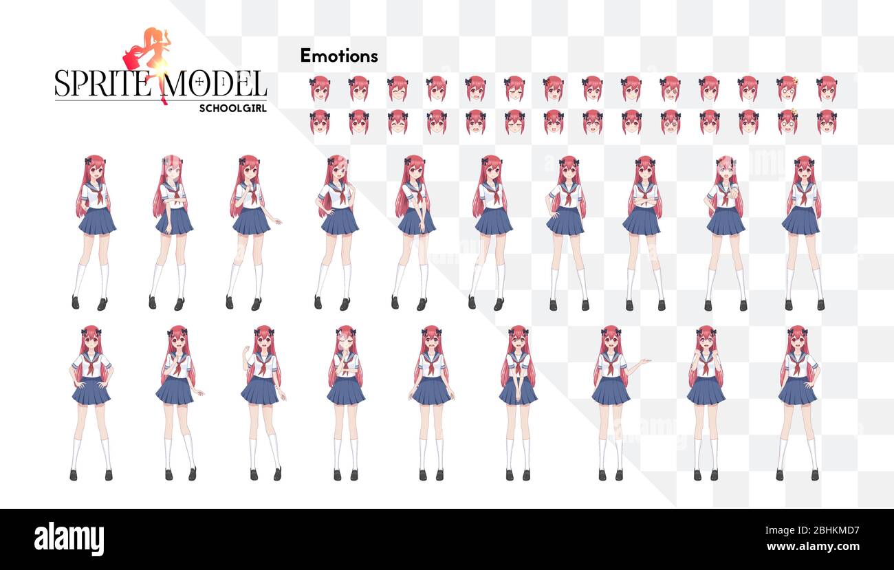 Anime manga girl, Cartoon character in Japanese style.School girl in a ...