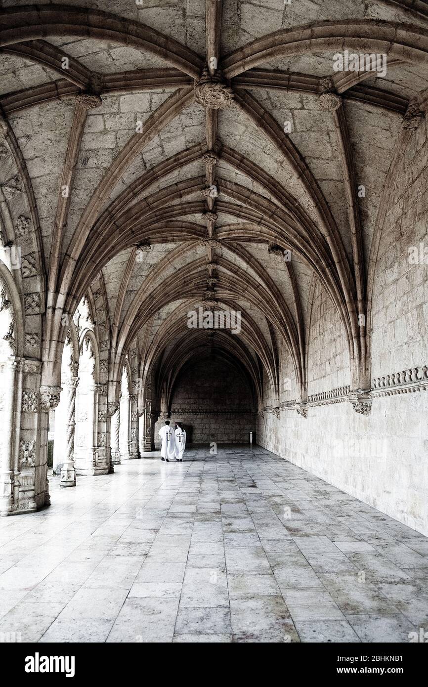 Image of arch of arches inside the building, sunny afternoon, Lisbon ...