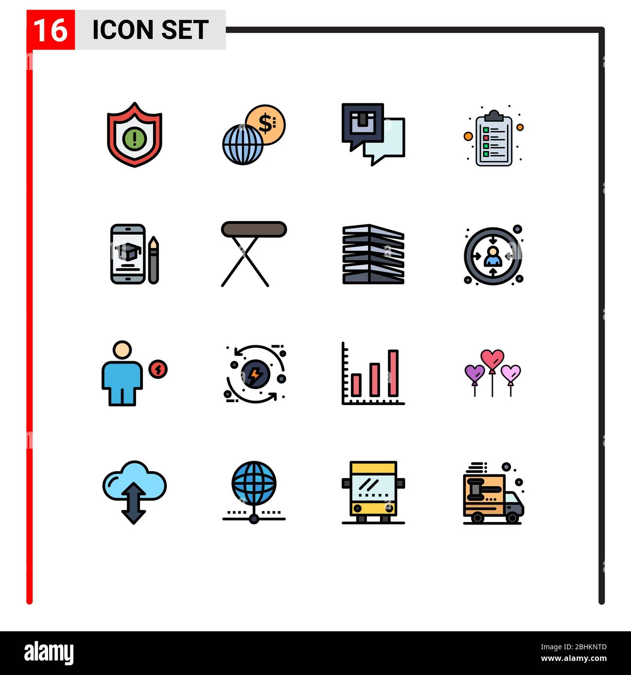 Stock Vector Icon Pack of 16 Line Signs and Symbols for graduation, cap ...