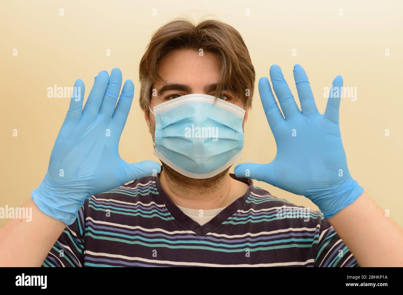 Man Holding The Palms Of His Hands With His Personal Protective ...