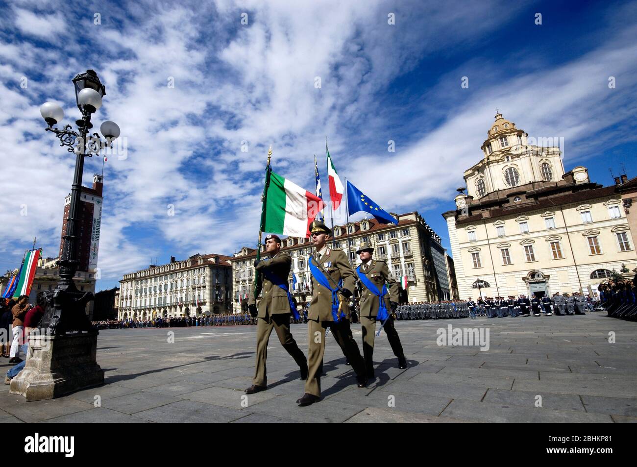 Turin, Piedmont, Italy - 06/02/2007 - Italian Republic Day. The flag ...