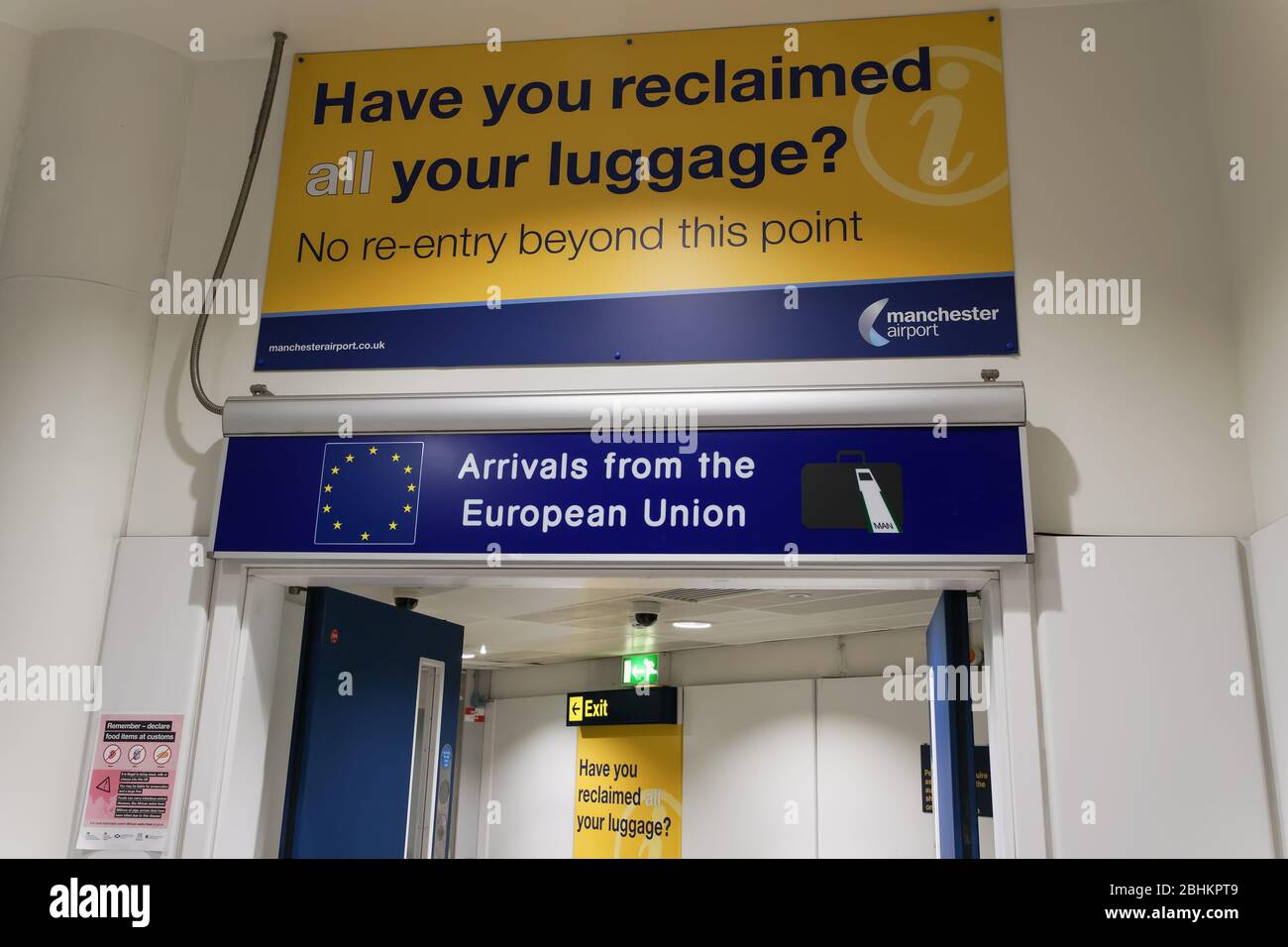 Manchester UK airport EU citizens arrival gate. Manchester airport ...