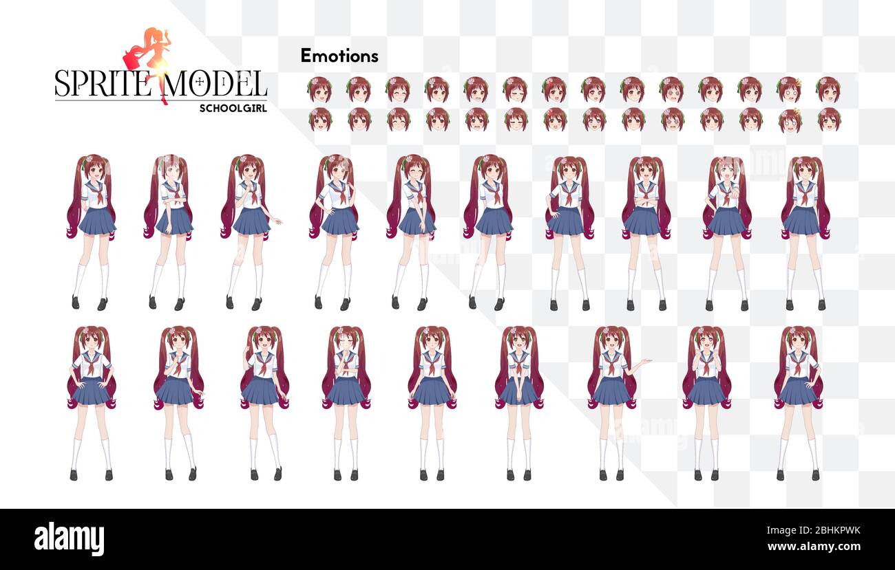 Anime manga girl, Cartoon character in Japanese style.School girl in a ...