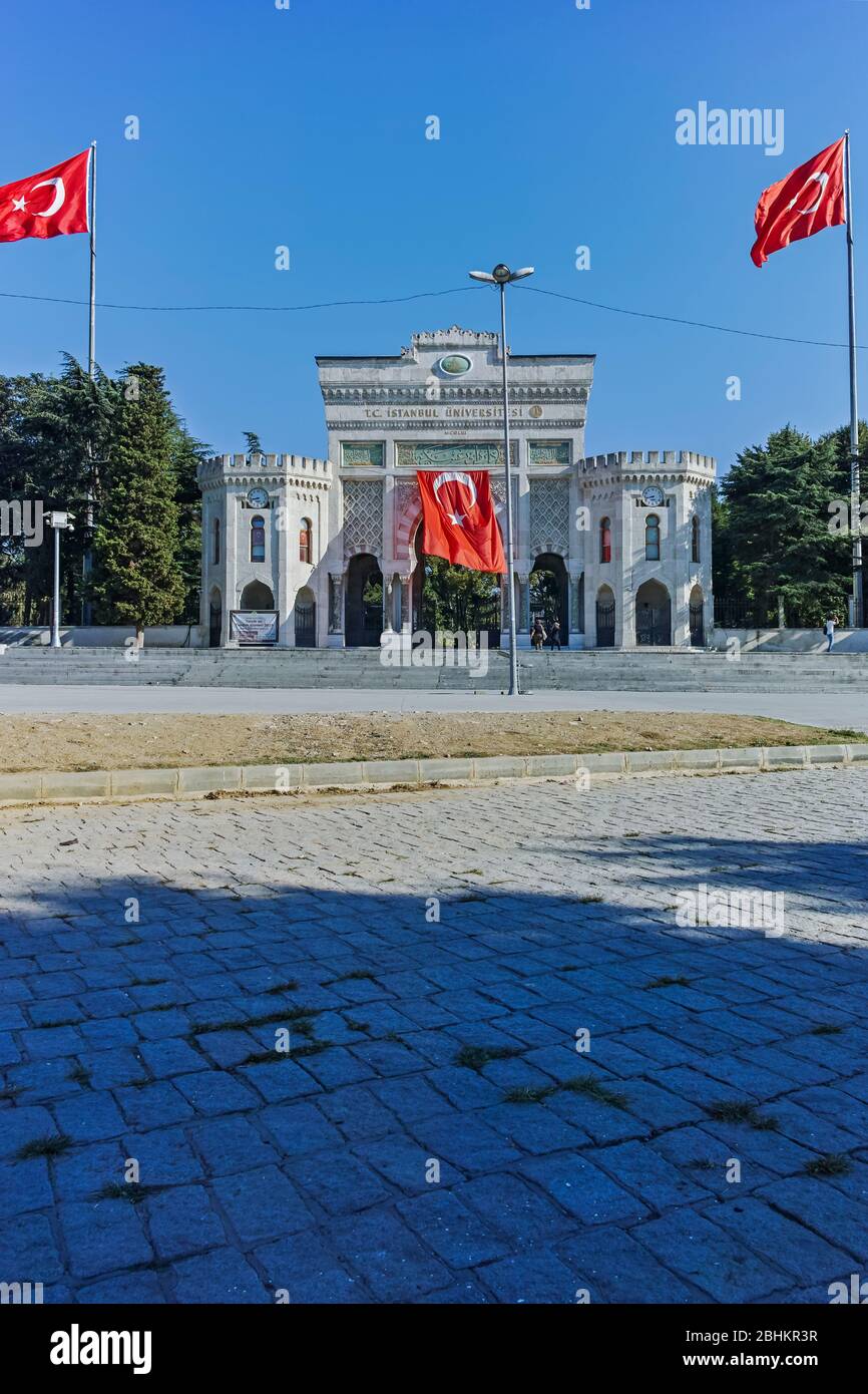 ISTANBUL, TURKEY - JULY 26, 2019: Main entrance gate of Istanbul ...